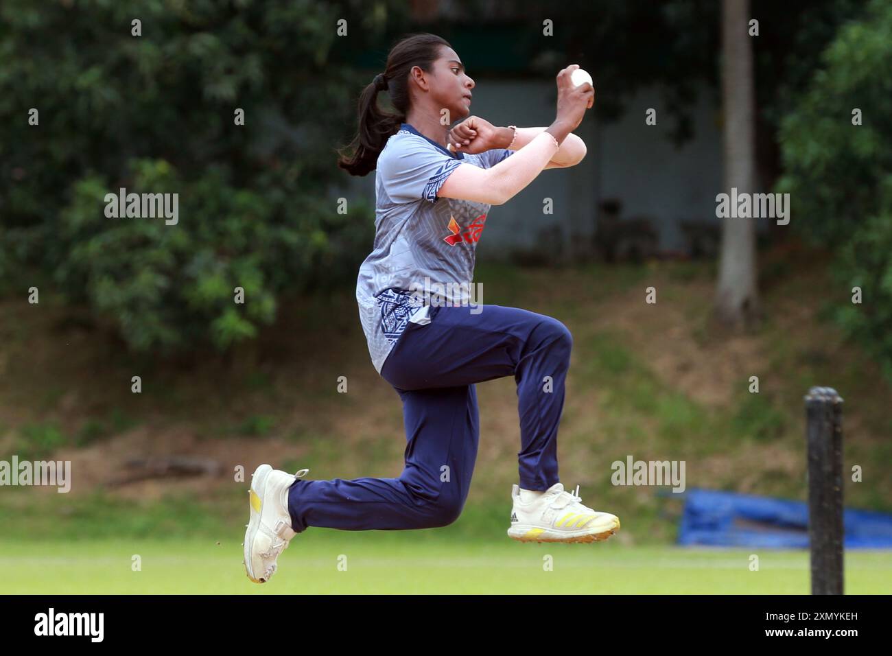 Bangladeshi fast bowler Marufa Akhter is seen Bangladesh Women’s cricket team attends practice ...