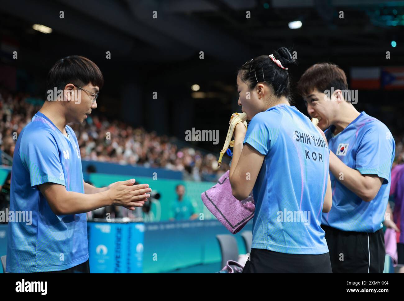 Paris, France. 30th July, 2024. Lim Jonghoon (R)/Shin Yubin of South ...