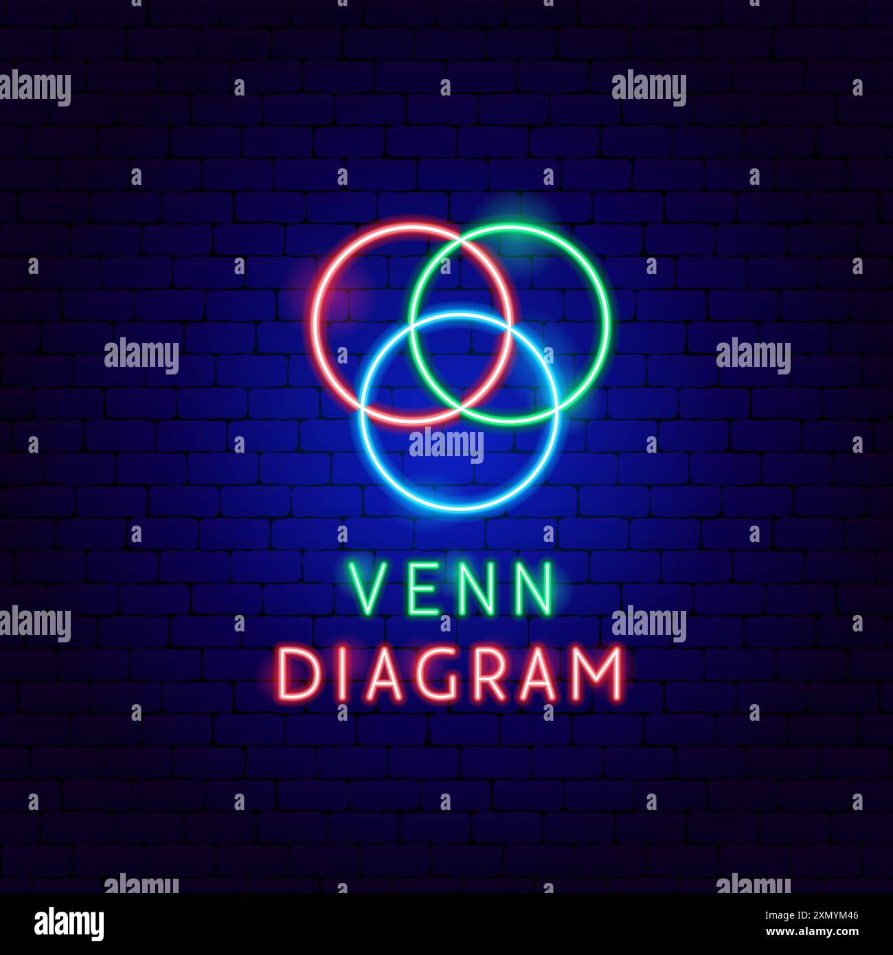Venn Diagram Neon Label Stock Vector Image & Art - Alamy