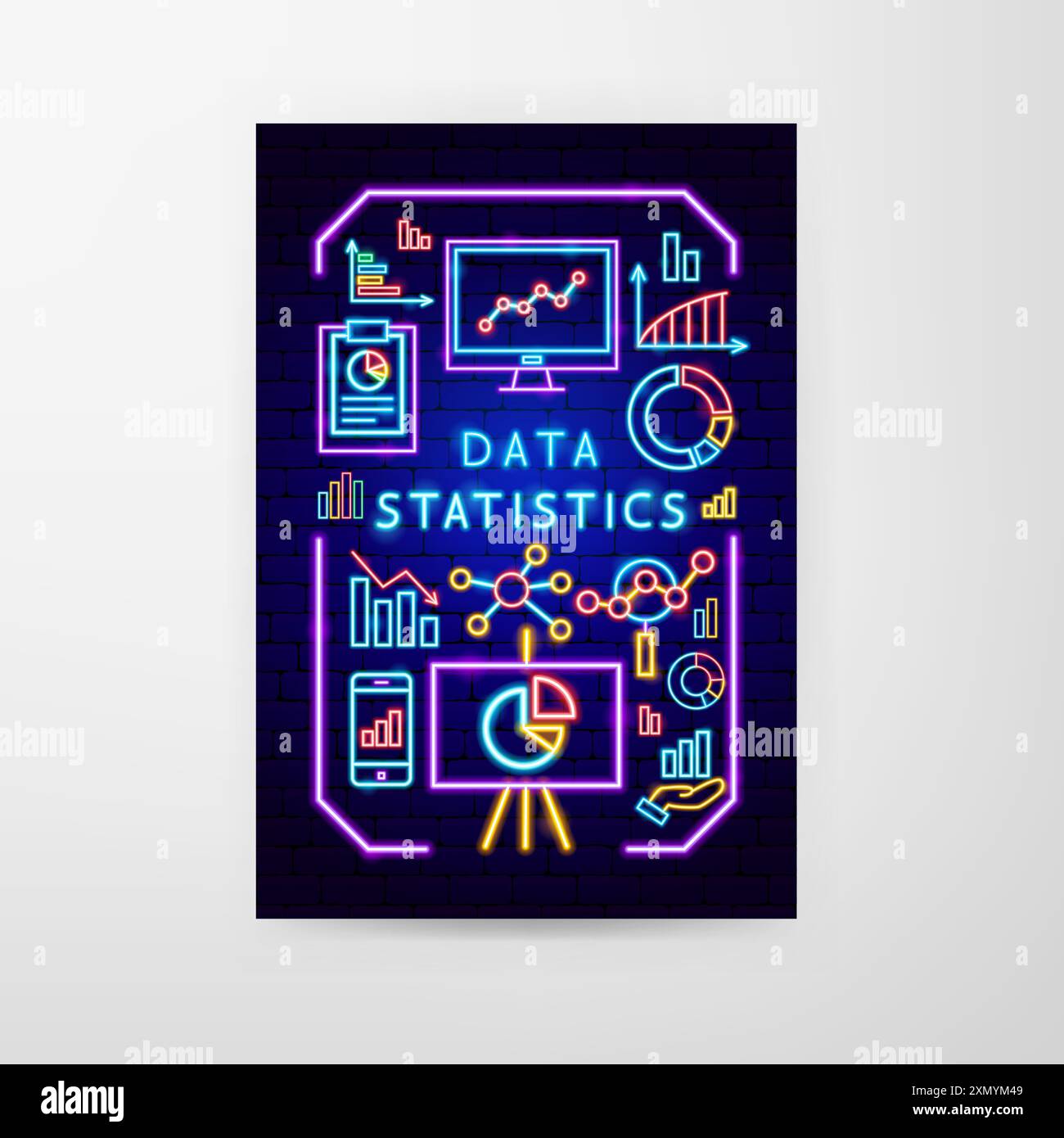 Data Statisics Neon Flyer Stock Vector Image & Art - Alamy