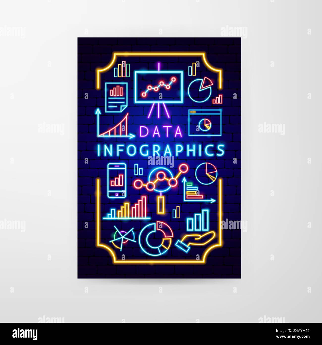 Data Infographics Neon Flyer Stock Vector Image & Art - Alamy