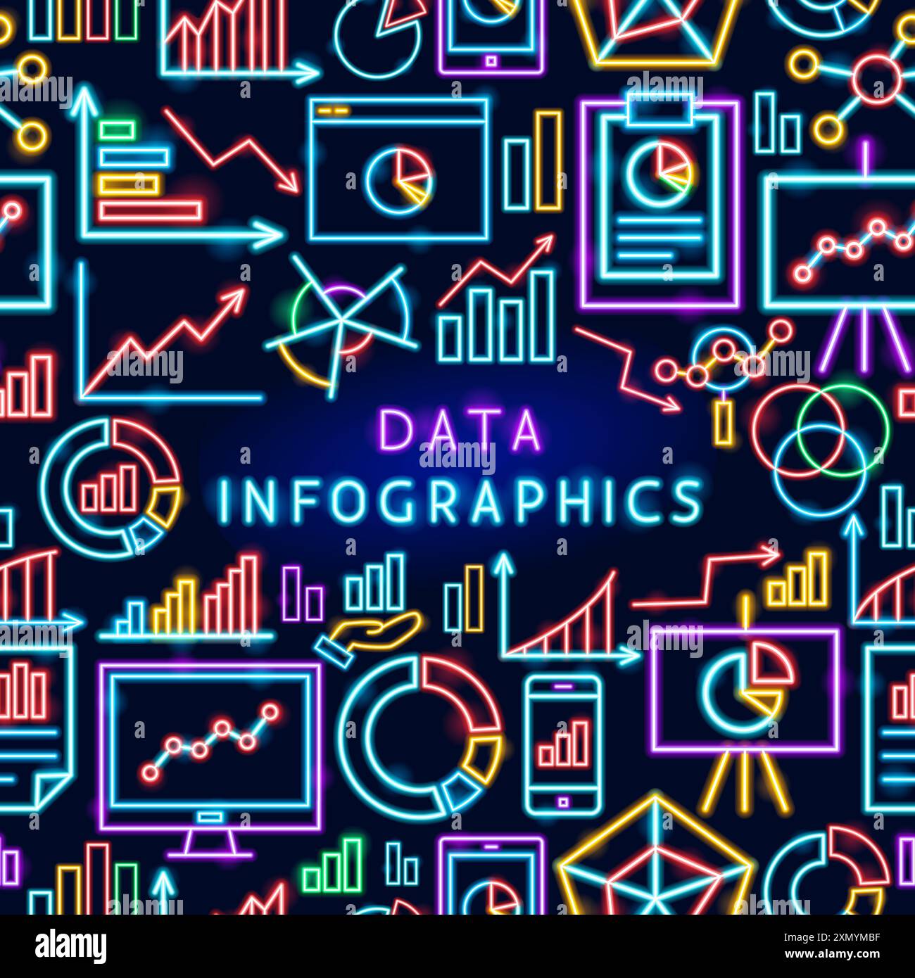 Data Infographics Neon Frame Stock Vector Image & Art - Alamy
