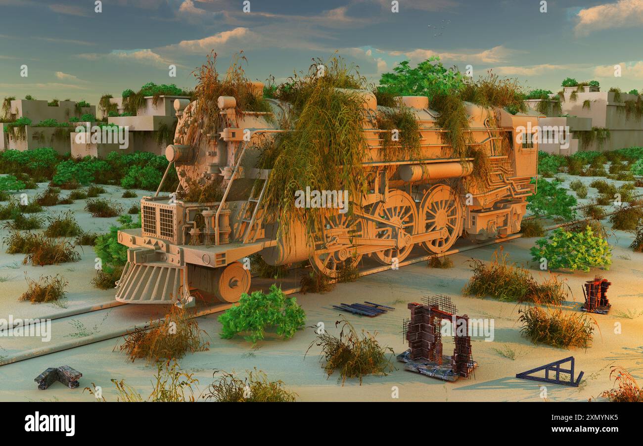 Overgrown Steam Train Stock Photo - Alamy