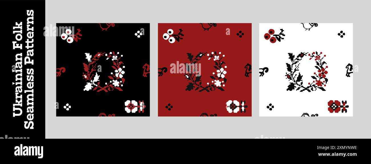 Vector Folk Slavic Pattern Set With Ukrainian Motifs Design Stock ...
