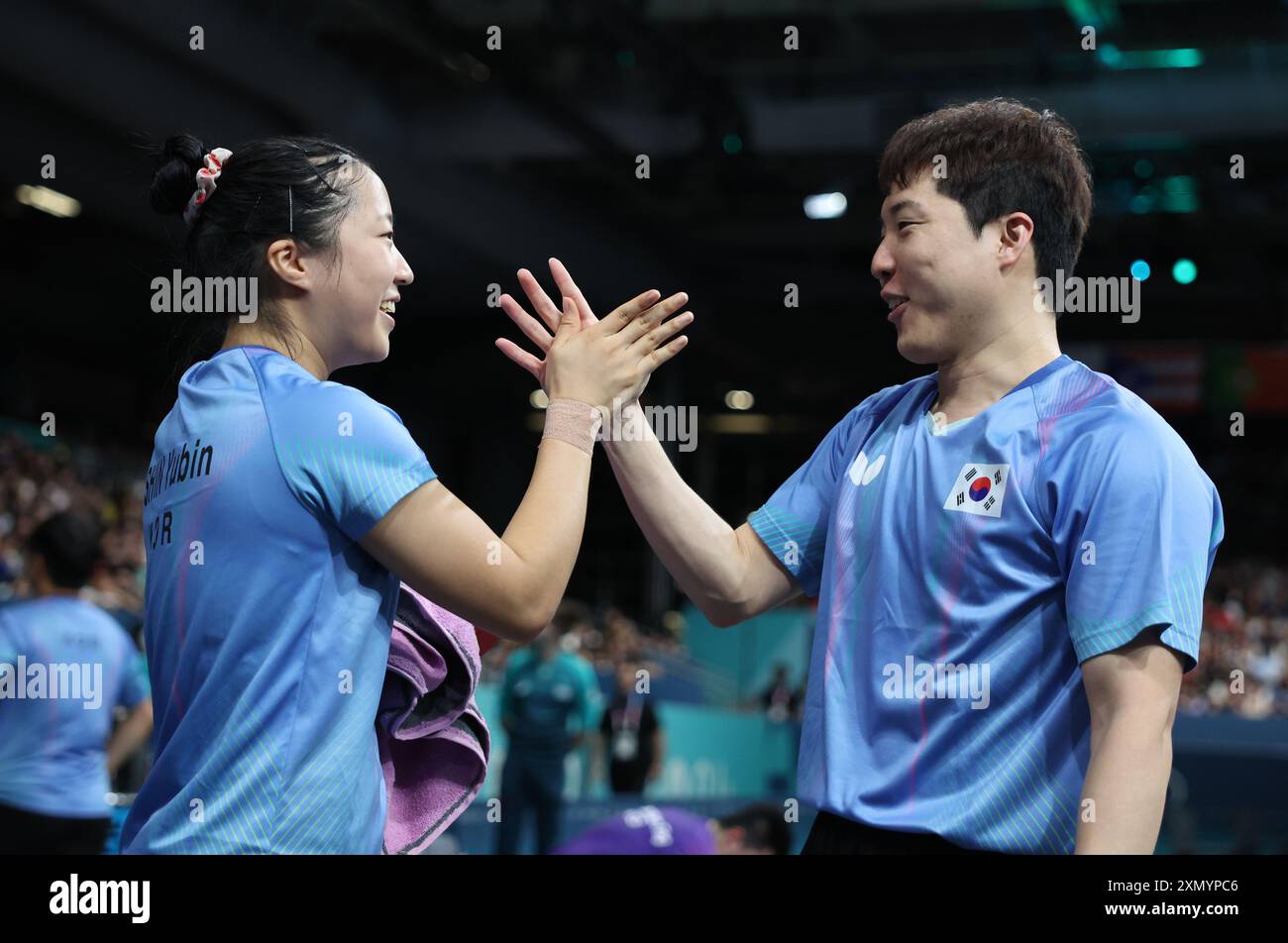 Paris, France. 30th July, 2024. Lim Jonghoon (R)/Shin Yubin of South ...