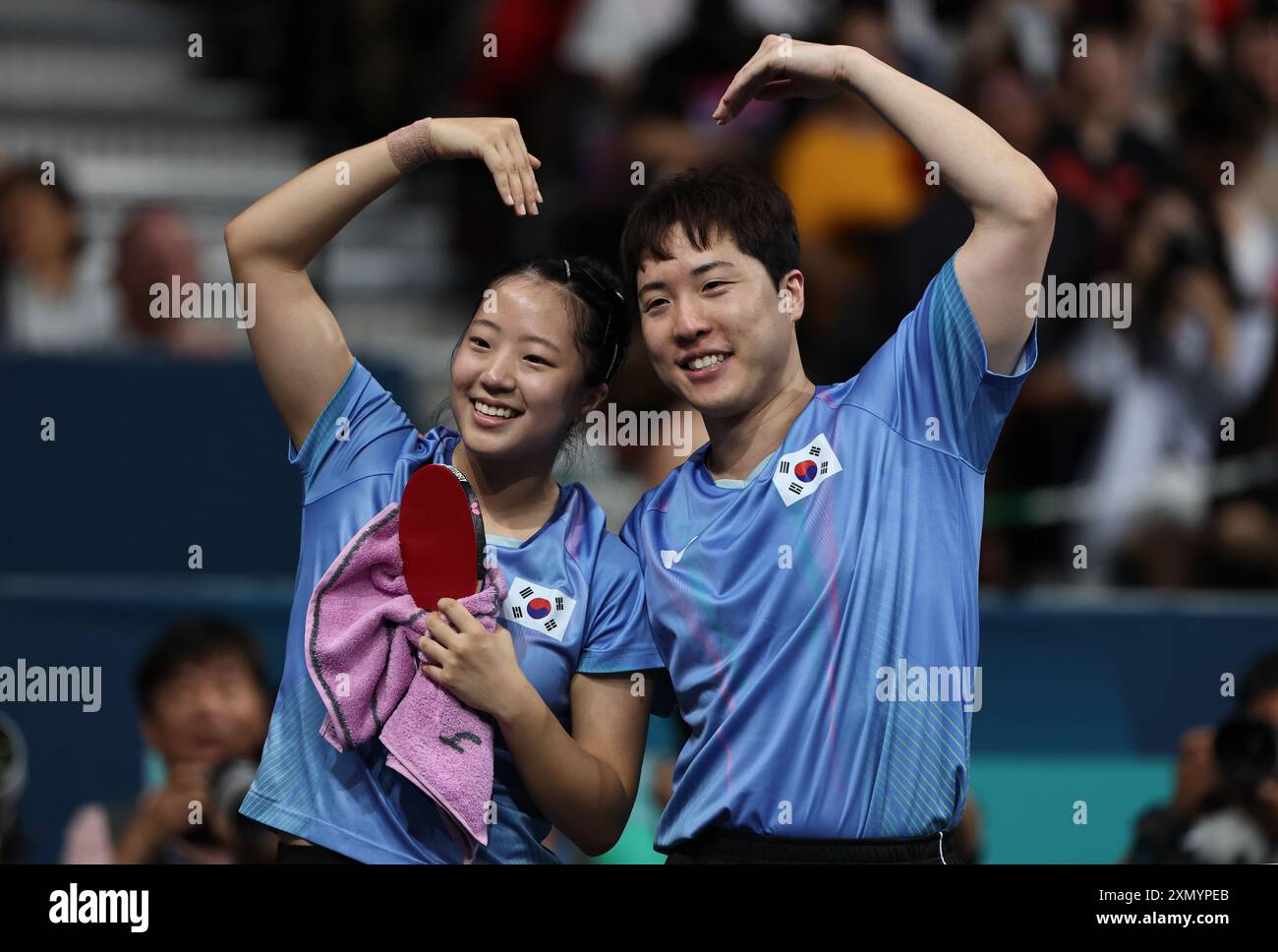 Paris, France. 30th July, 2024. Lim Jonghoon (R)/Shin Yubin of South ...