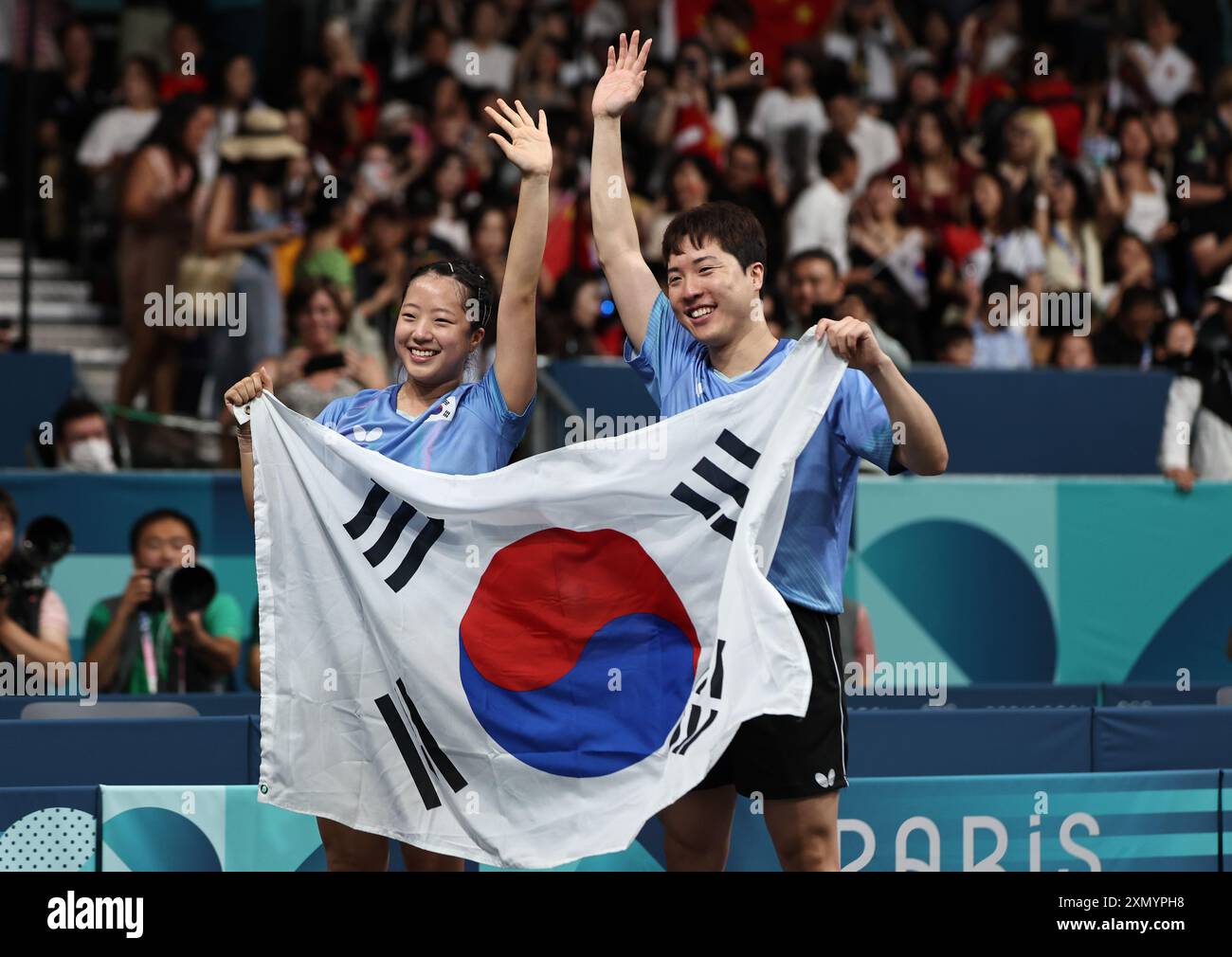 Paris, France. 30th July, 2024. Lim Jonghoon (R)/Shin Yubin of South ...