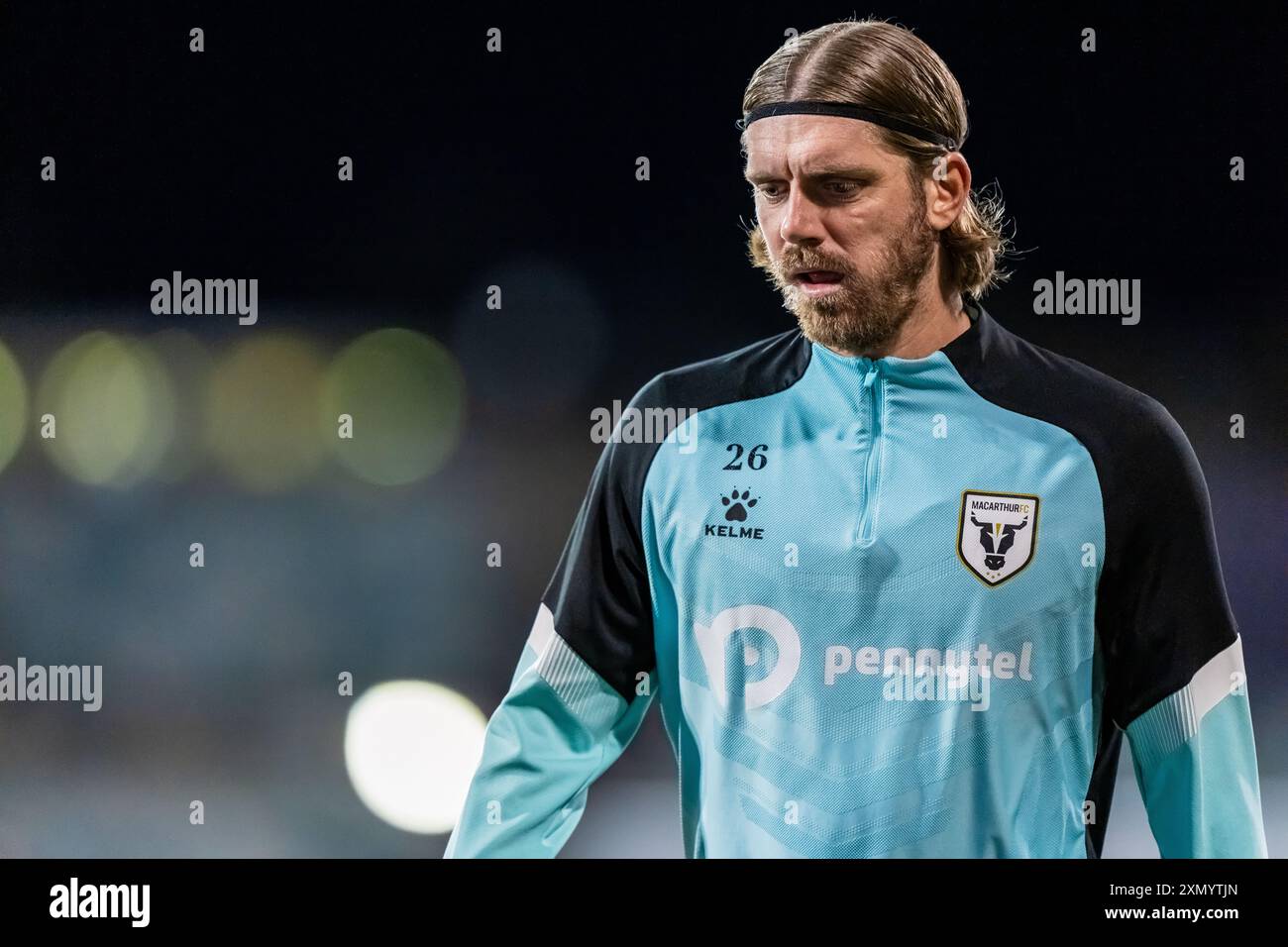 Canberra, Australia; 30th July 2024: Luke Brattan of Macarthur FC is ...