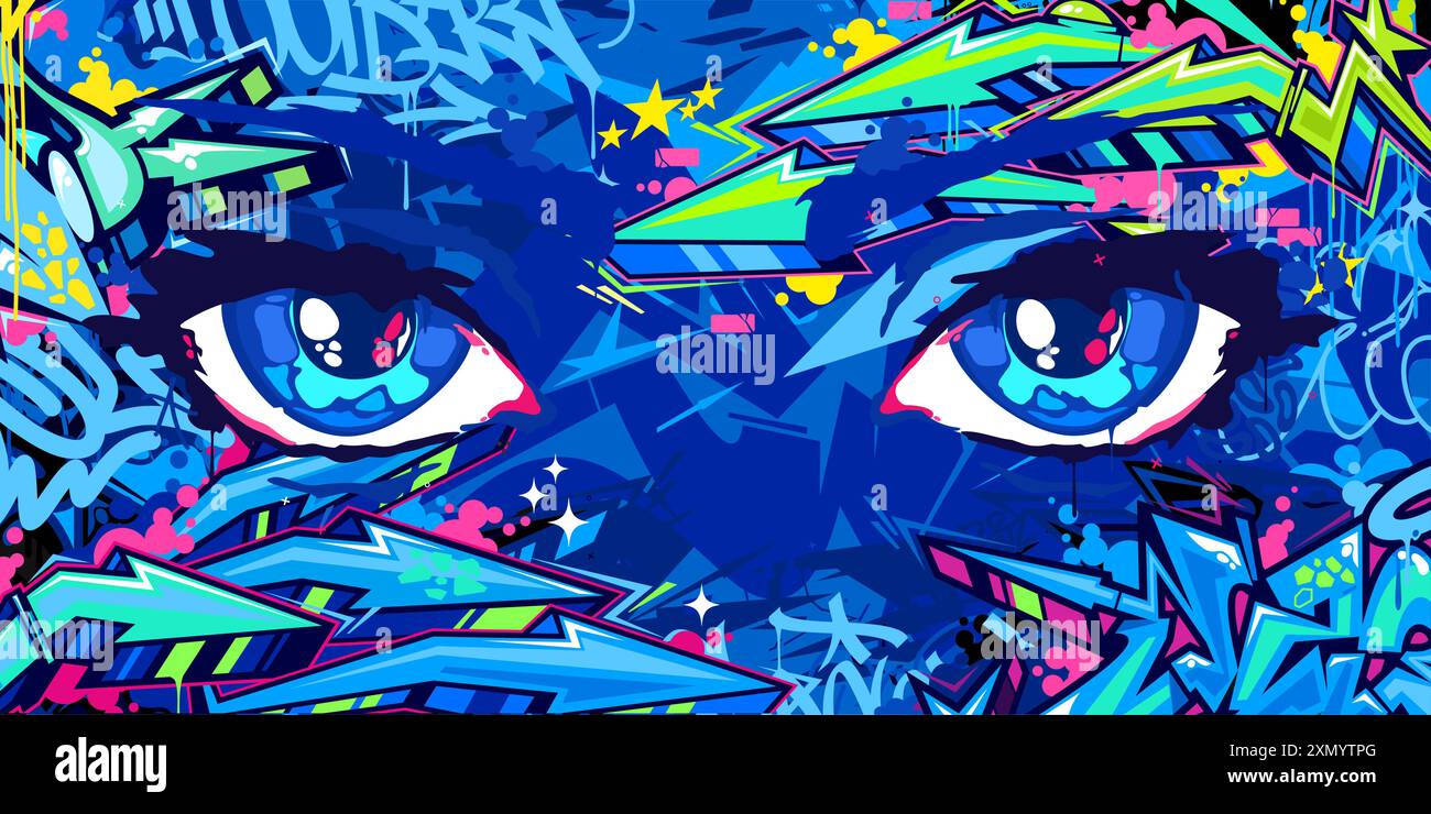 Modern Abstract Urban Futuristic Street Art Graffiti Style Background ...