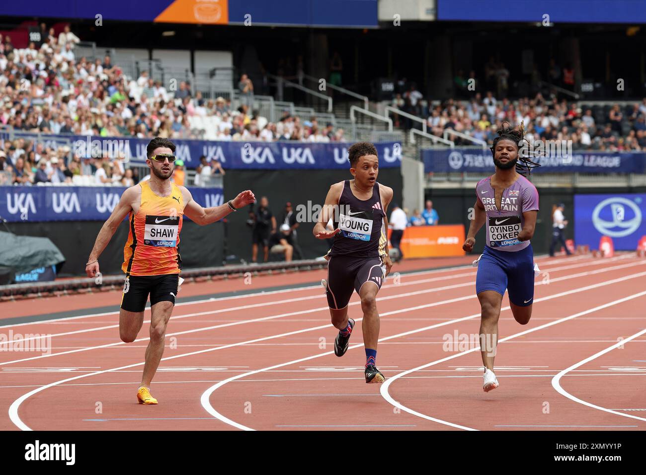 Zac SHAW, Thomas YOUNG & Emmanuel OYINBO-COKER in the 100m Ambulant ...