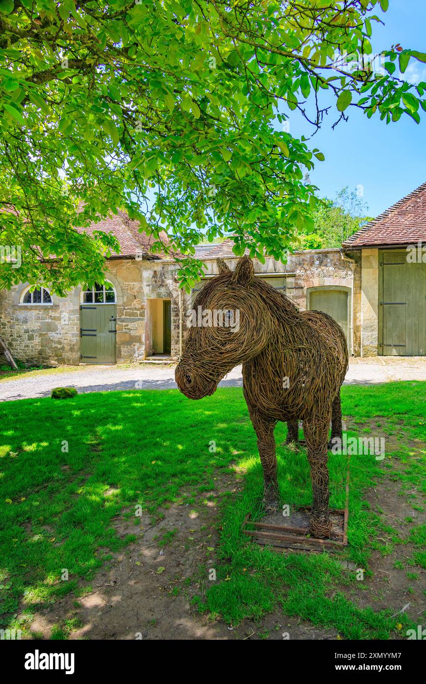 An extremely lifelike willow horse pony in the stable yard at Stourhead ...