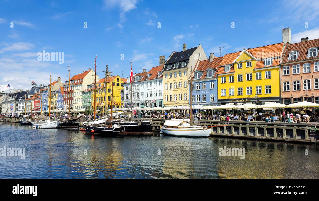 Copenhagen Nyhavn Canal Denmark 21 July 2024, Brightly colored ...