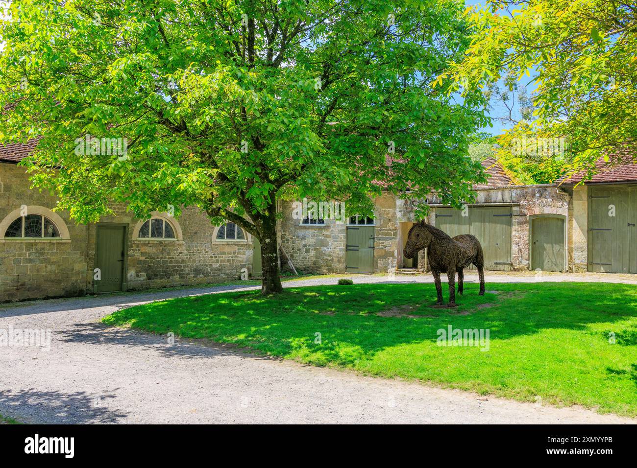 An extremely lifelike willow horse pony in the stable yard at Stourhead ...