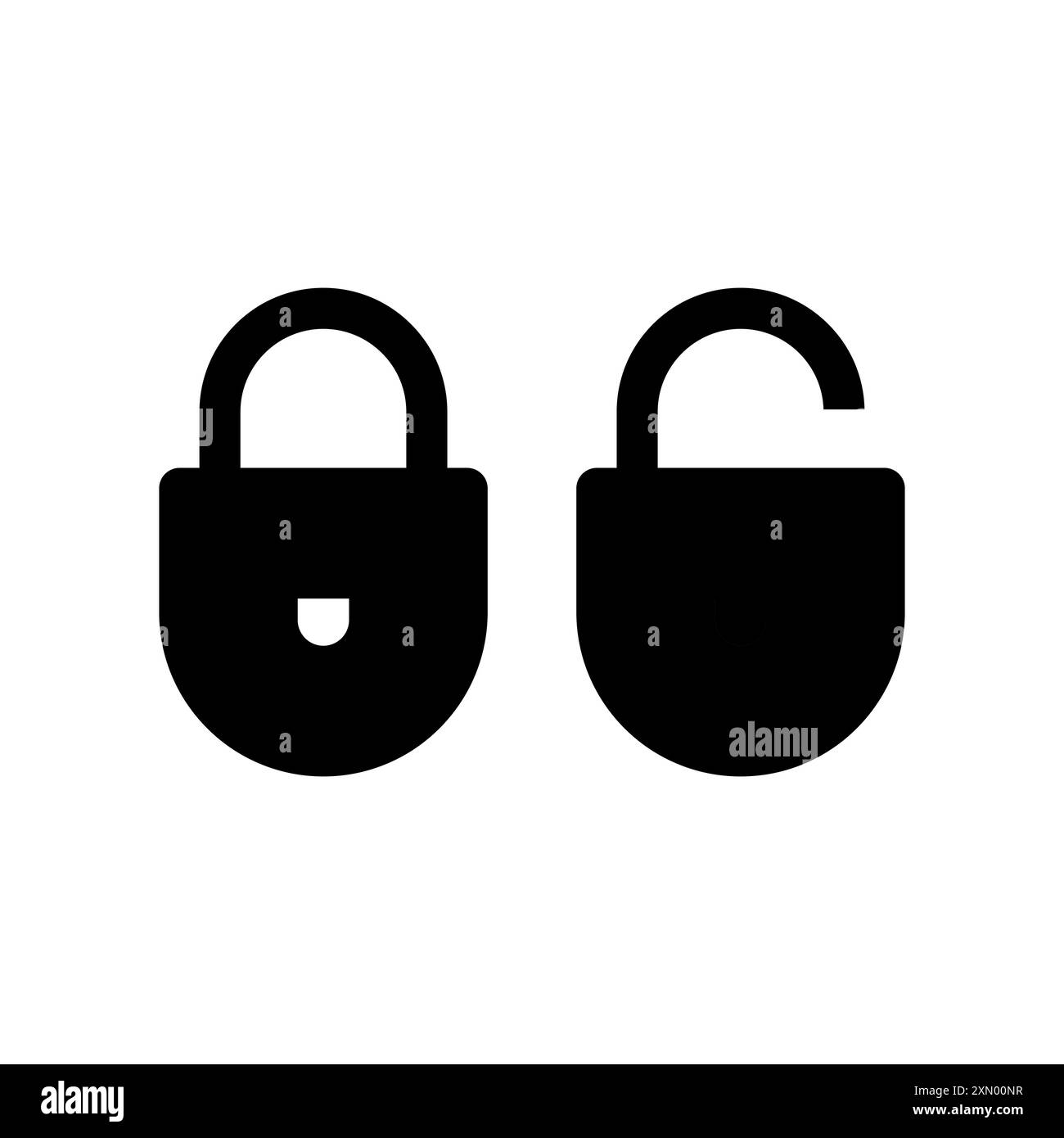 Open and closed padlock icons lock Black and White Stock Photos ...