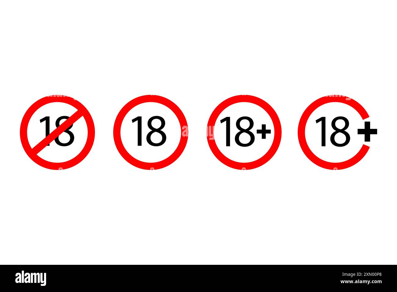Age restriction icons. Red and black. 18 and 18 symbols. Vector ...