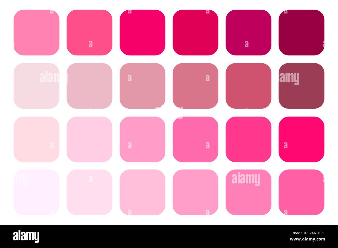 Pink color palette. Various shades. Gradient squares. Vector graphic ...