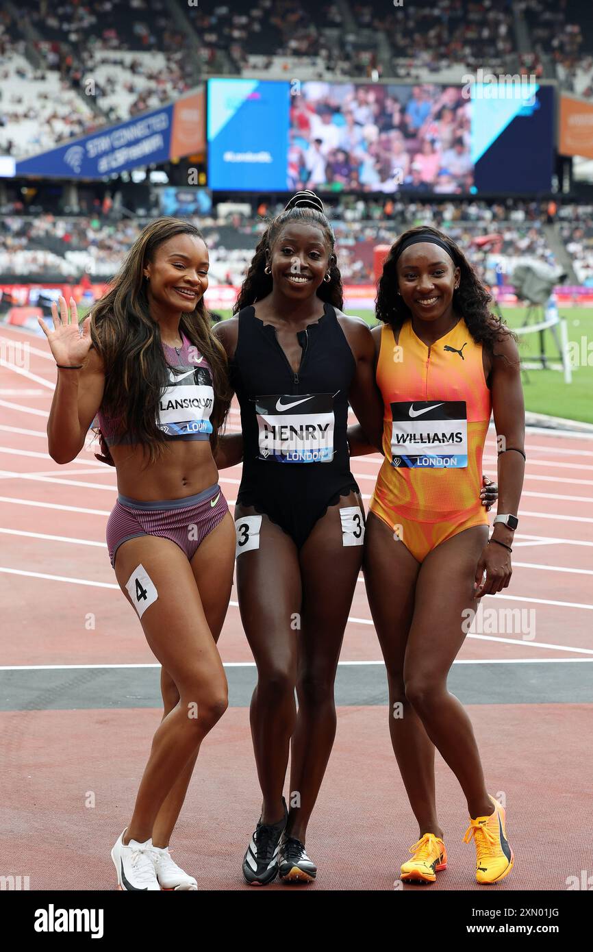 Top Three in the 100m (National) Imani LANSIQUOT, Desiree HENRY, Bianca WILLIAMS in the London ...