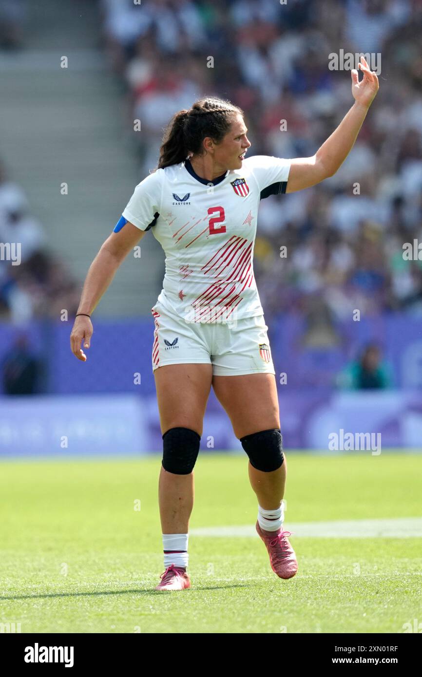 United States' Ilona Maher gestures to her teammates during the women's ...