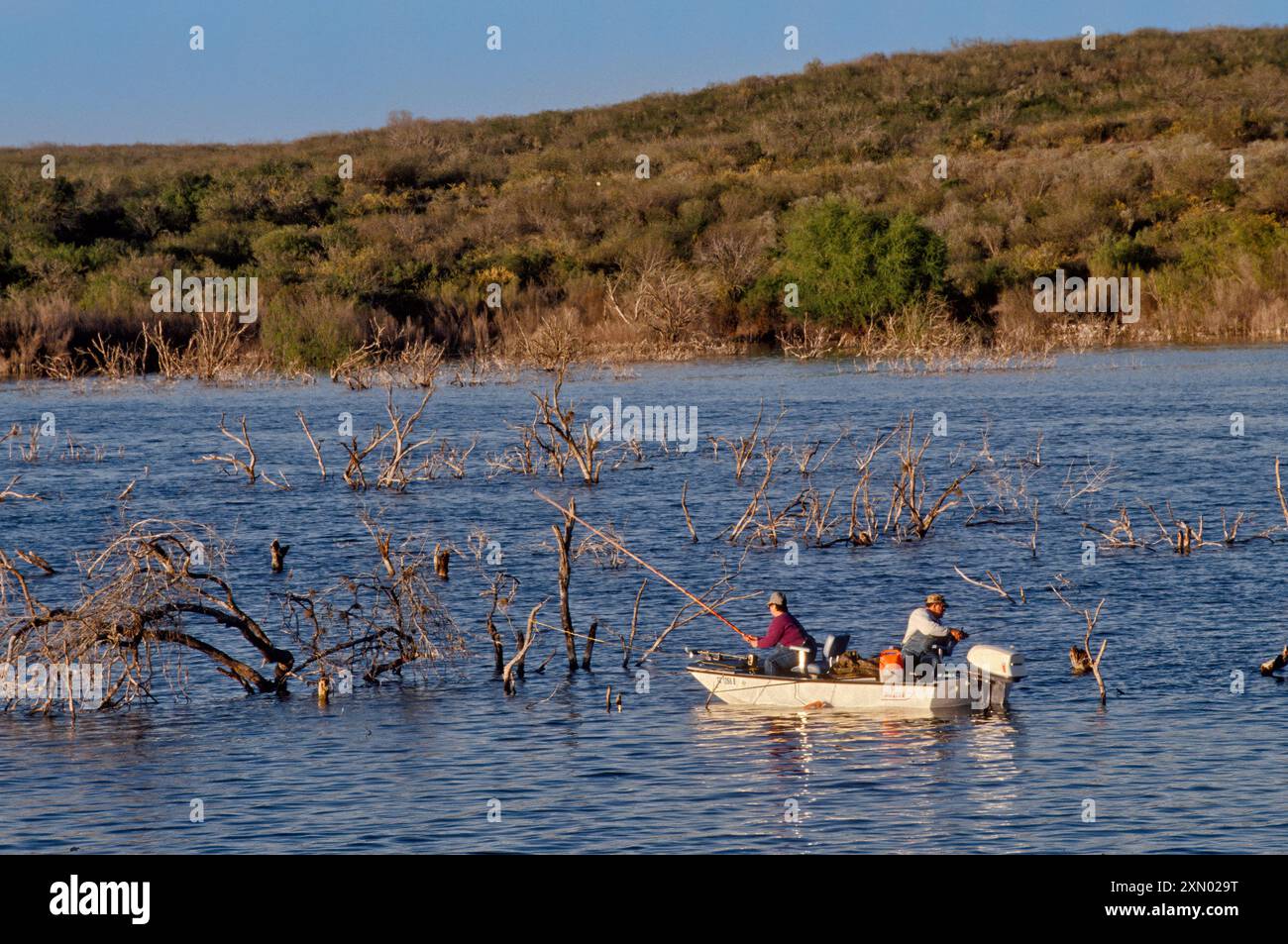Anglers in boat near Frio Bend Ramp, Choke Canyon Reservoir, Choke ...