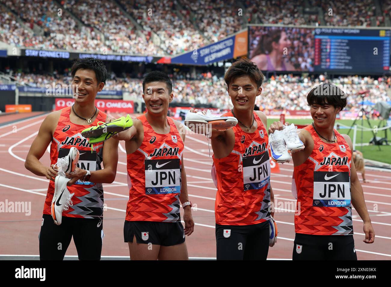 The Japanese 4 * 100m Men's Relay Team at the London Diamond League ...