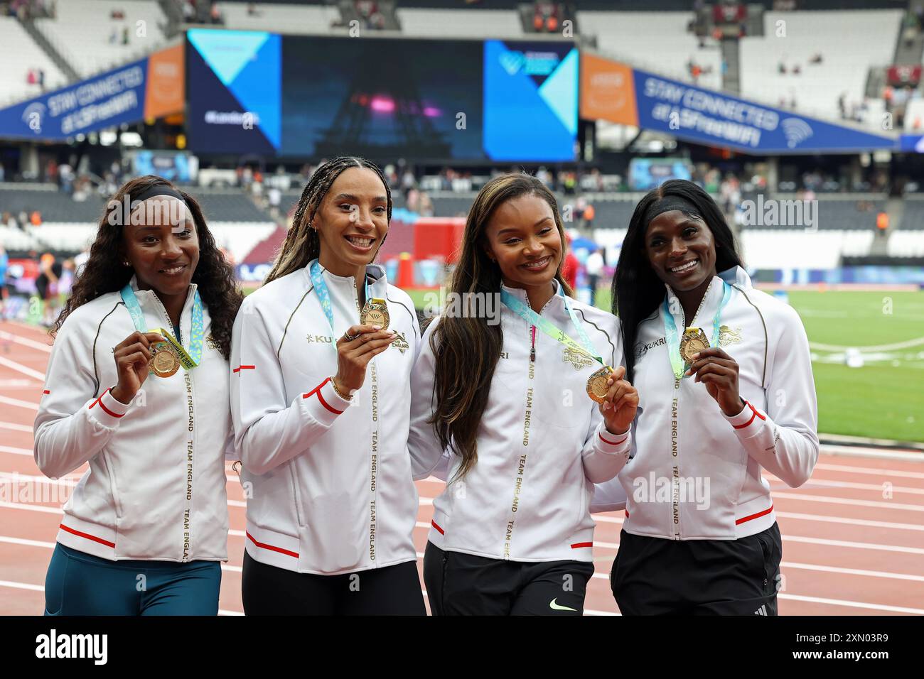 The relay team with their Commonwealth 2022 4 X 100m Gold Medals after ...