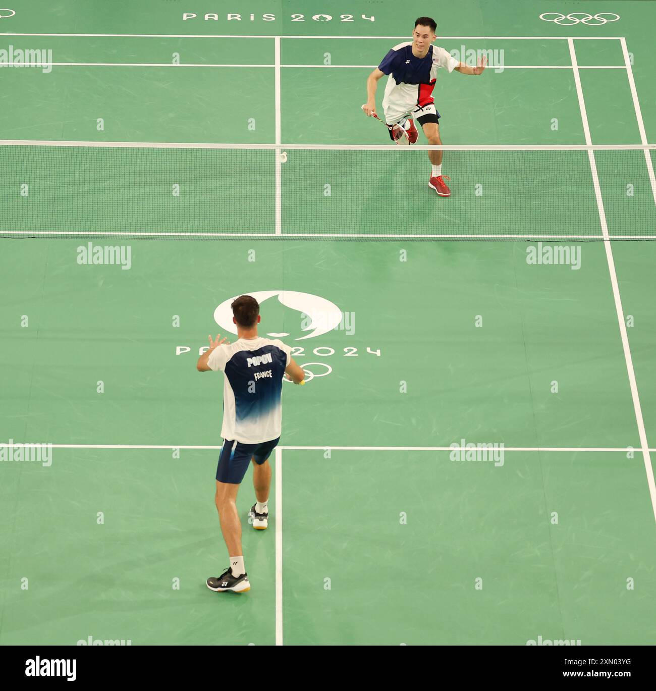 Paris, France. 30th July, 2024. American Howard Shu competes against ...