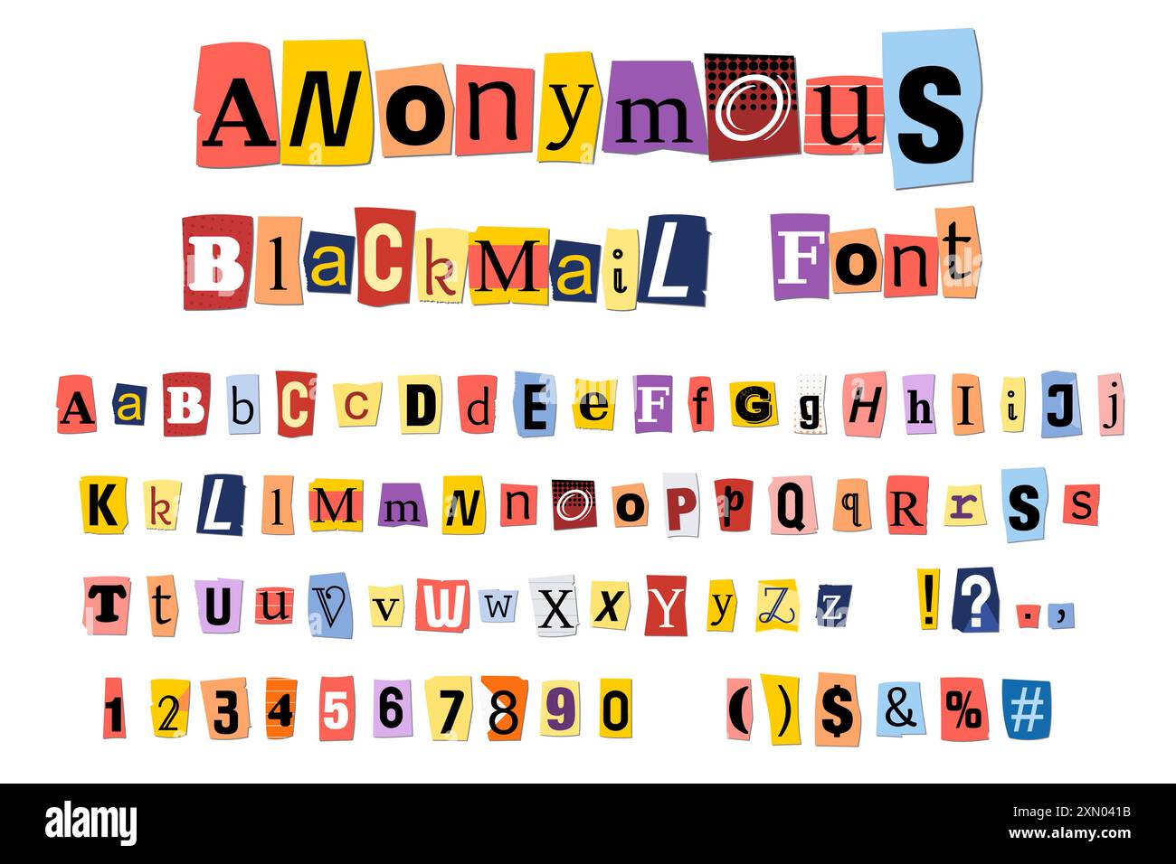 Newspaper magazine alphabet letters numbers Stock Vector Images - Alamy