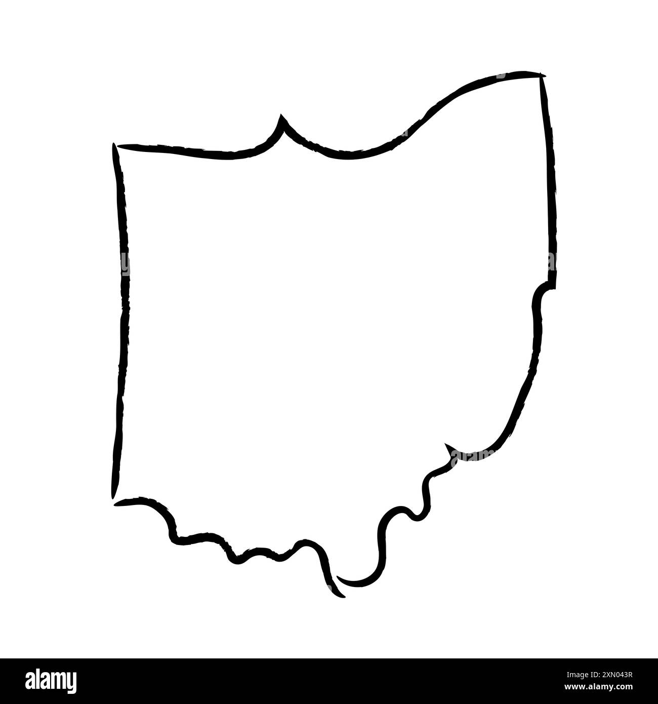 Ohio hand drawn map. Simple US state outline sketch map. Doodle style ...