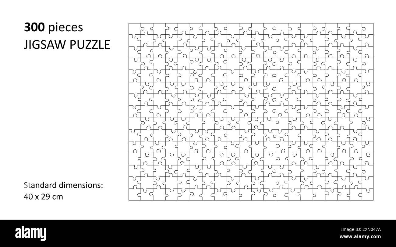 Jigsaw puzzle blank template. Cutting lines grid design for 300 pieces ...