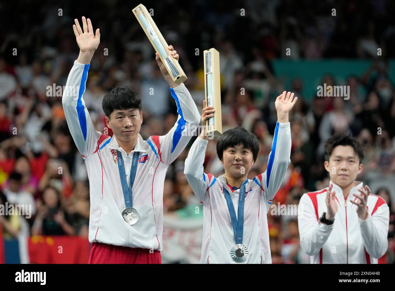 North Korea's Ri Jong Sik, left, and Kim Kum Yong with their bronze ...