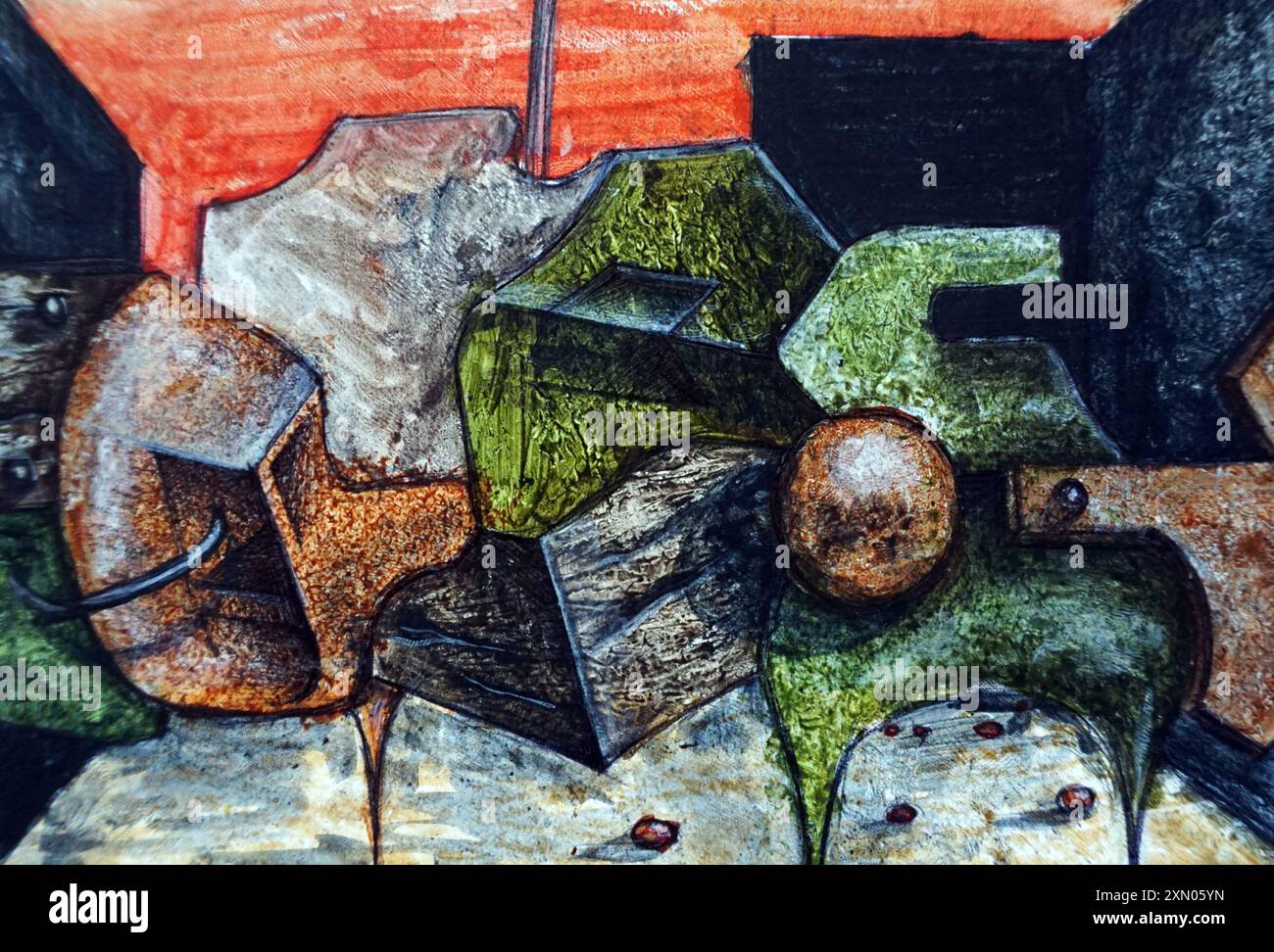 original oil painting geometric shape Stock Photo - Alamy
