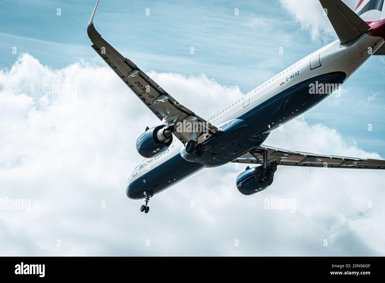 British Airways plane landing at Heathrow international airport. LONDON ...