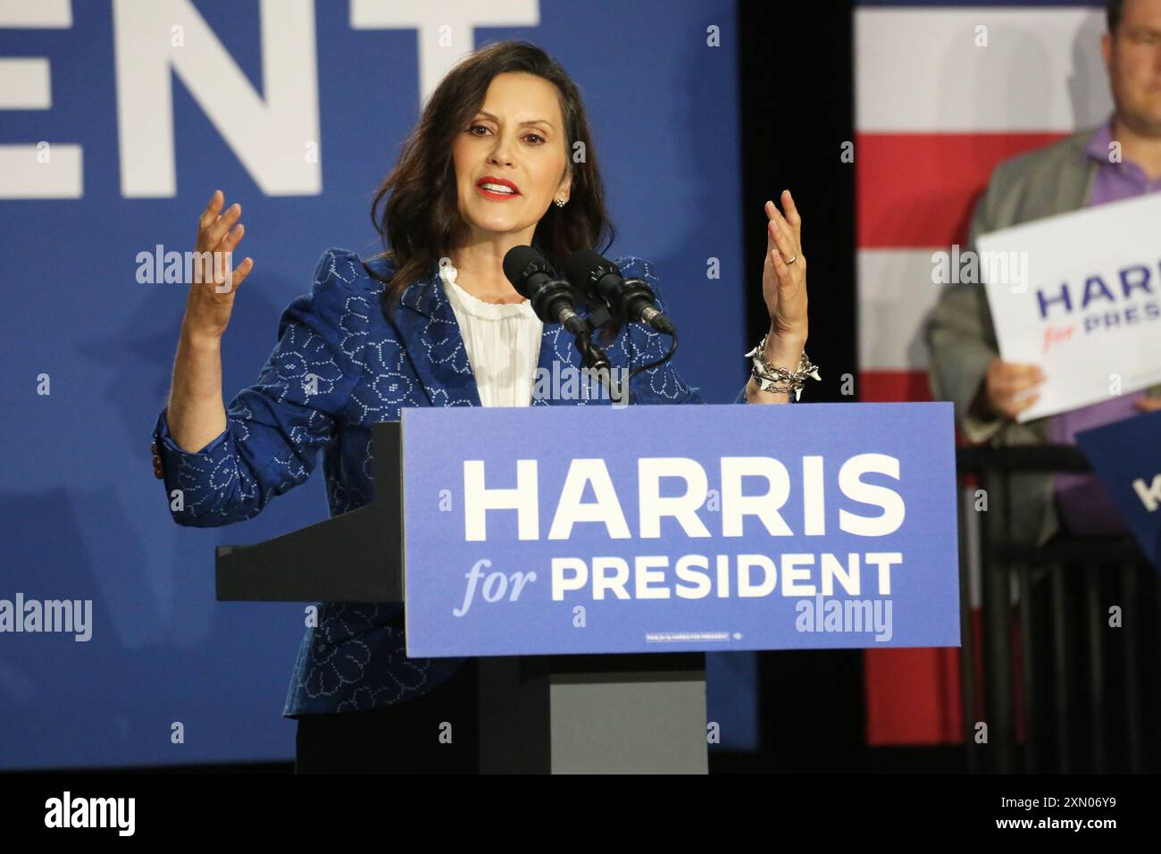July 29, 2024: Governors Josh Shapiro and Gretchen Whitmer pictured at ...