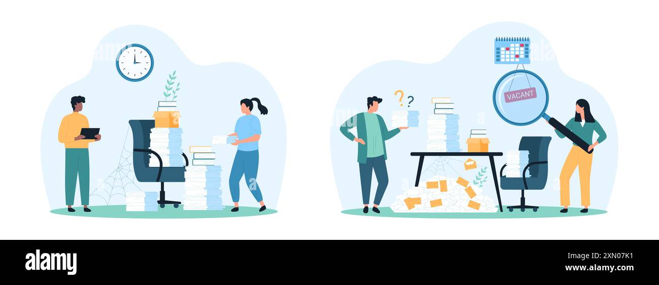 Shortage of office staff, HR and employment crisis set. Tiny people ...