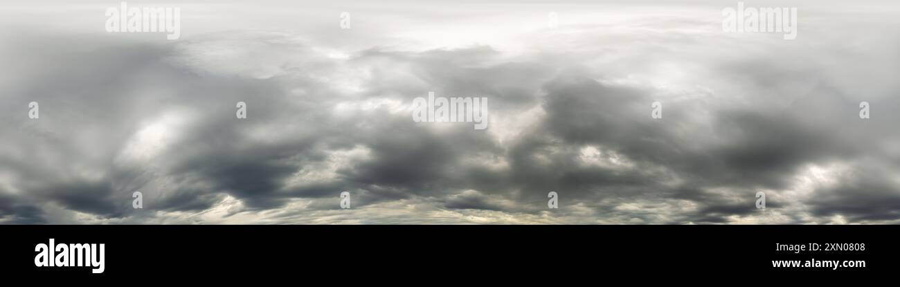 Dark moody rain clouds in dramatic overcast sky. Seamless 360 HDR ...