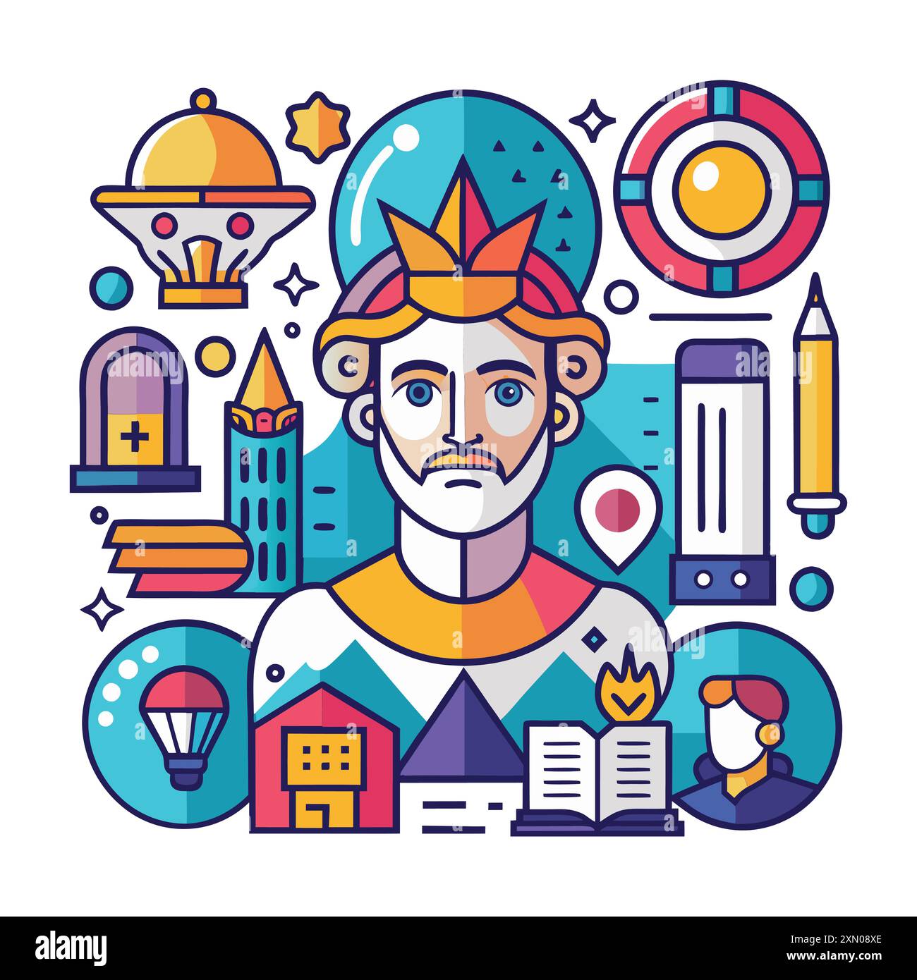 Antique gouache painting Stock Vector Images - Alamy