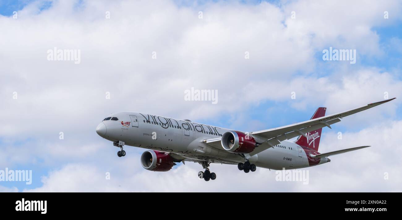 Virgin Atlantic plane landing at London's Heathrow Airport. London ...