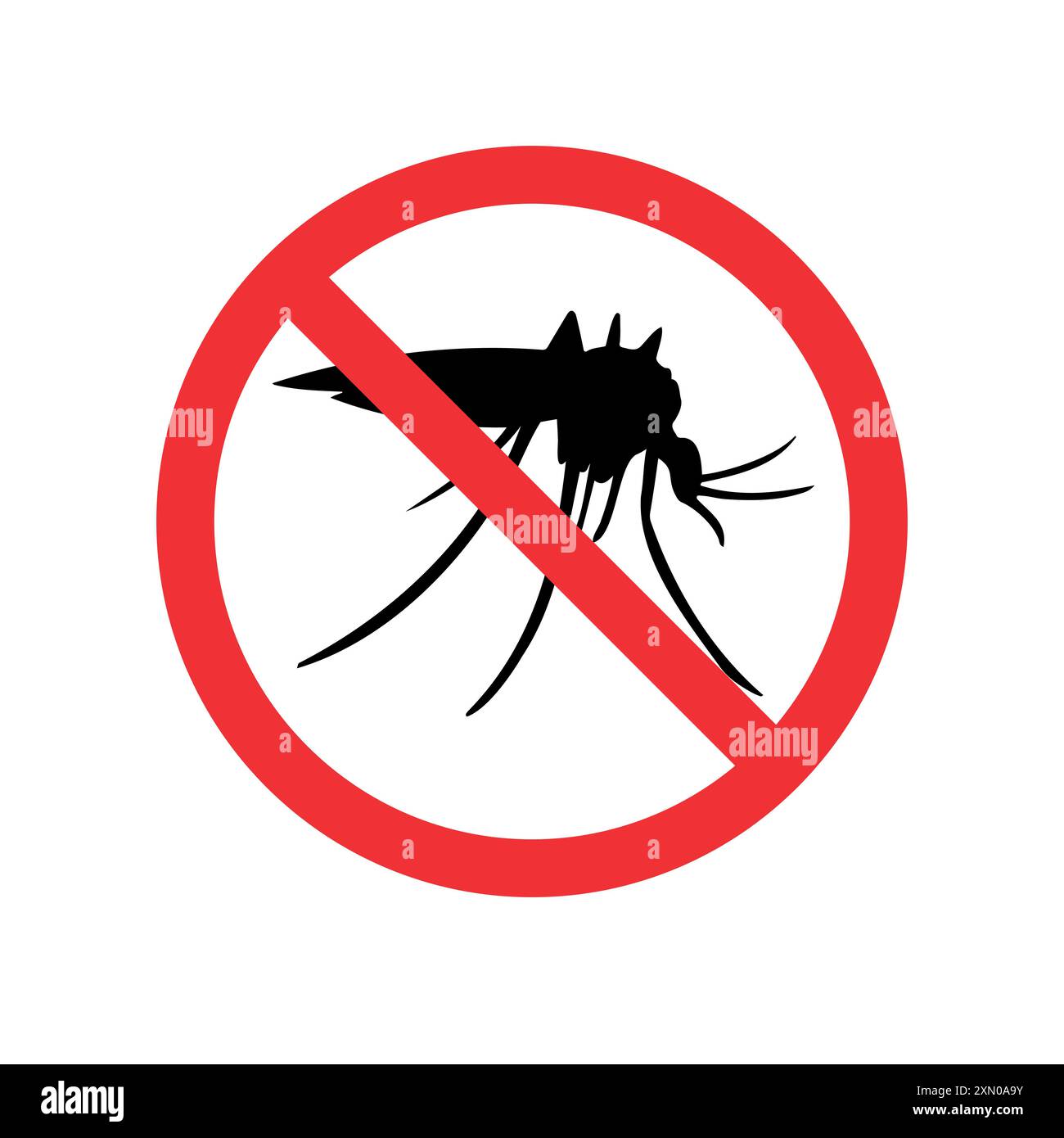 Vector mosquito silhouette crossed in red circle isolated on white ...