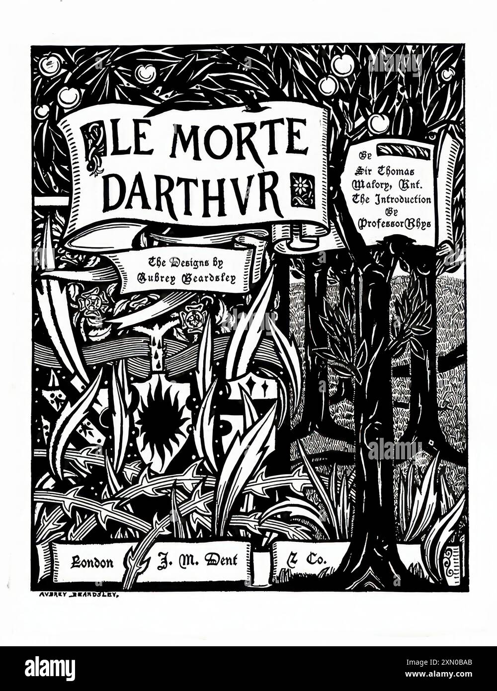 Le Morte D Arthur title page Stock Photo - Alamy