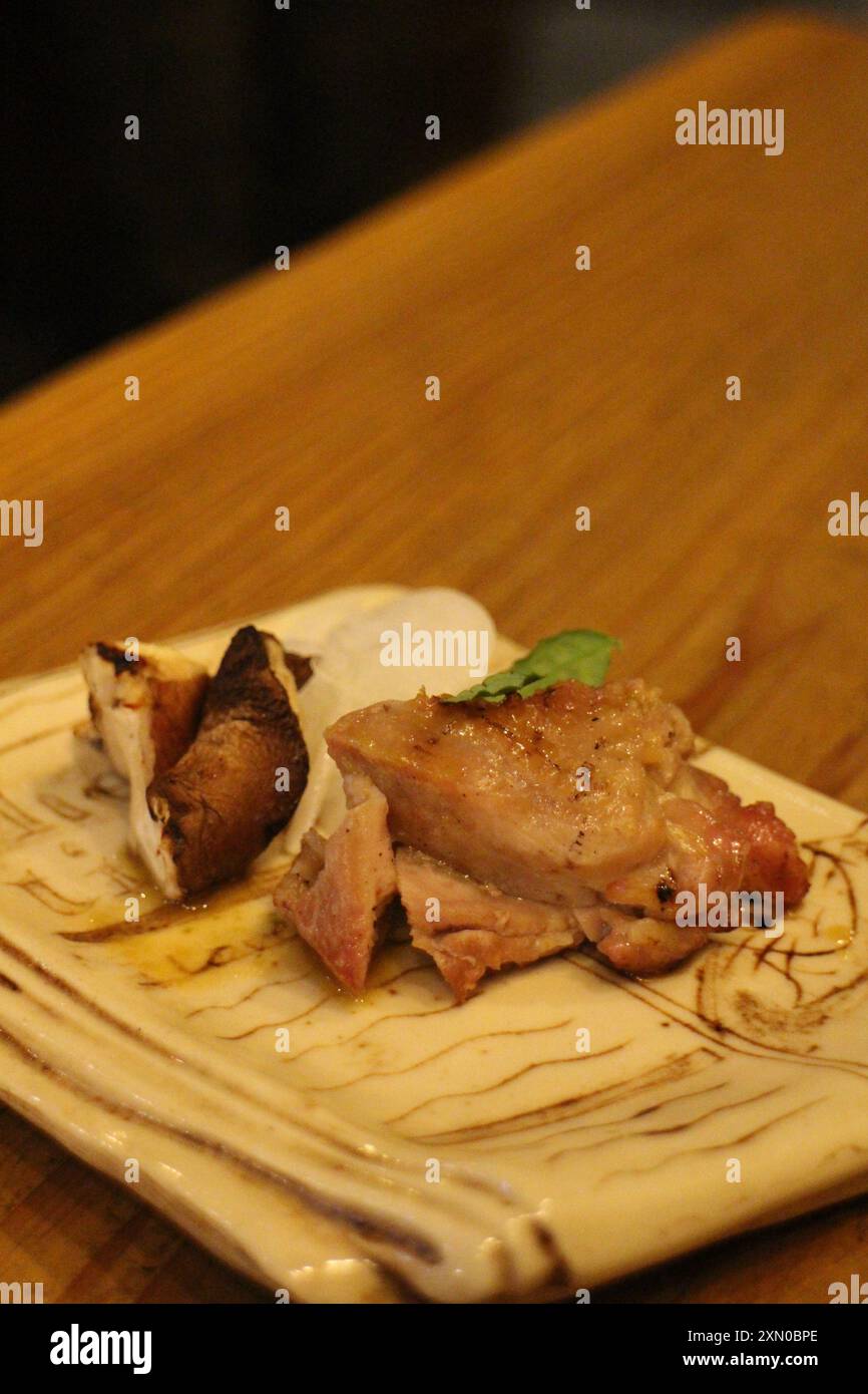 Japanese cuisine : Charcoal grilled chicken in Kyoto, Japan Stock Photo ...
