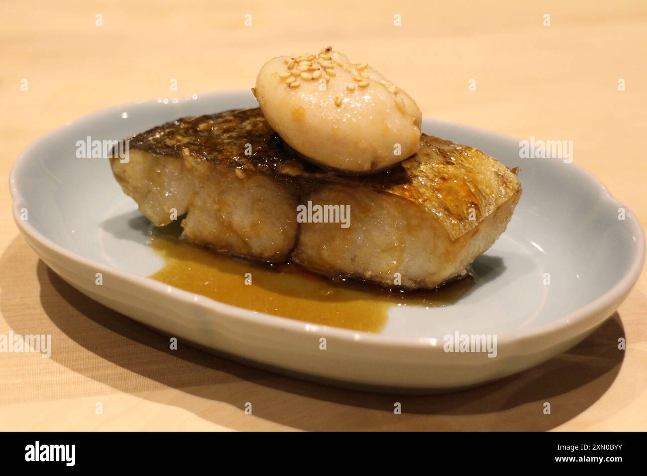 Japanese cuisine : Sawara (Japanese Spanish mackerel) teriyaki with sea ...