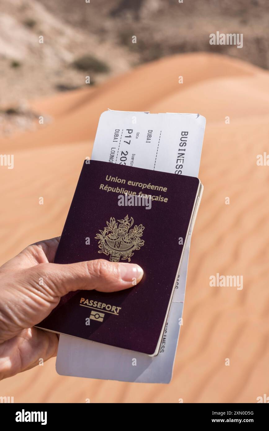 European Passport (here French passport), Business boarding pass with ...