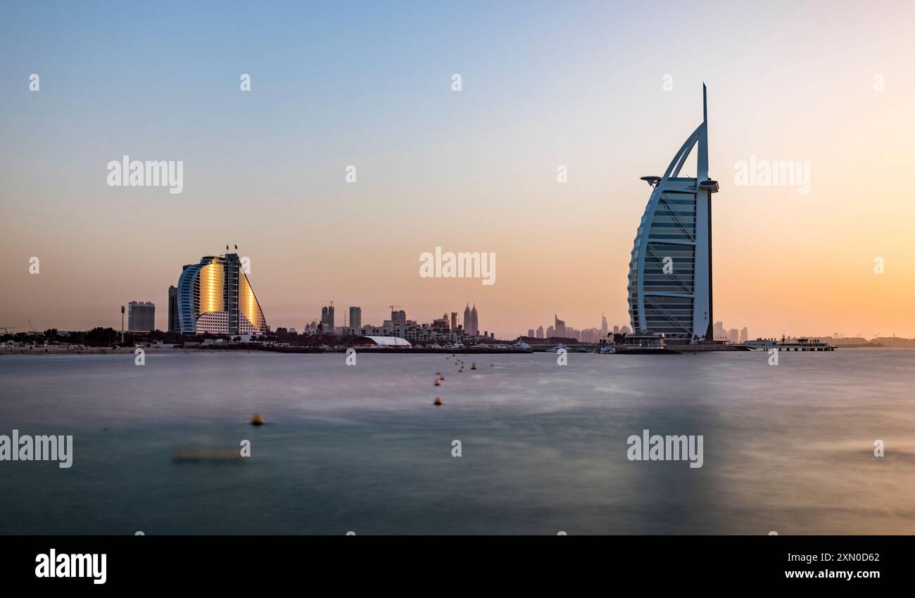 United Arab Emirates, Dubai, Dec 25th, 2016. Panorama of Jumeirah Beach ...