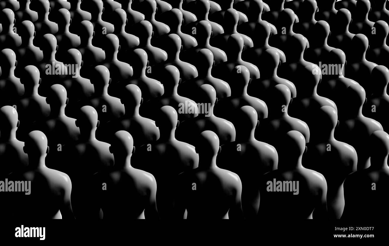 Group of Identical Figures in Uniform Rows. Conformity, conceptual ...