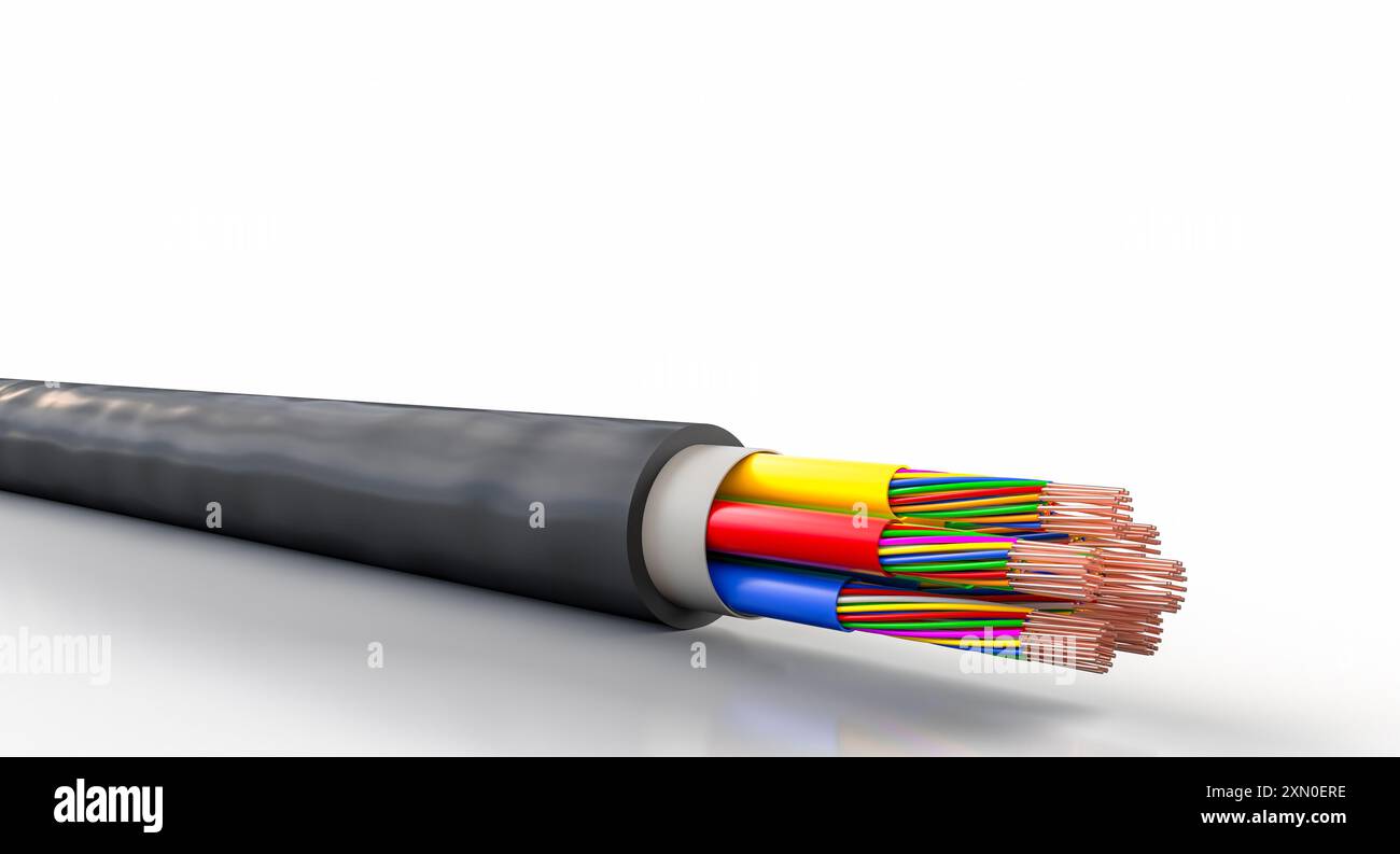Electric cable colorful wires copper 3d white background Stock Photo ...