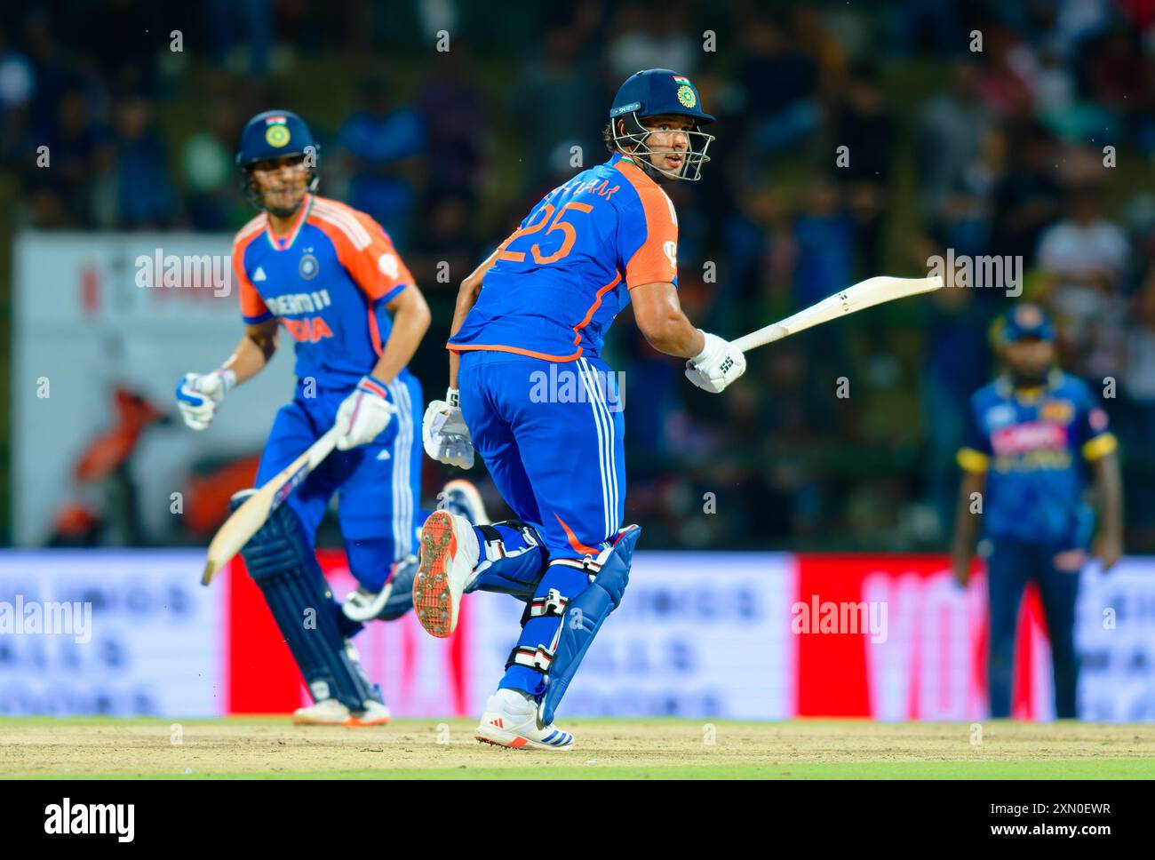Kandy, Sri Lanka. 30th July 2024. India’s Shivam Dube (C) and vice ...