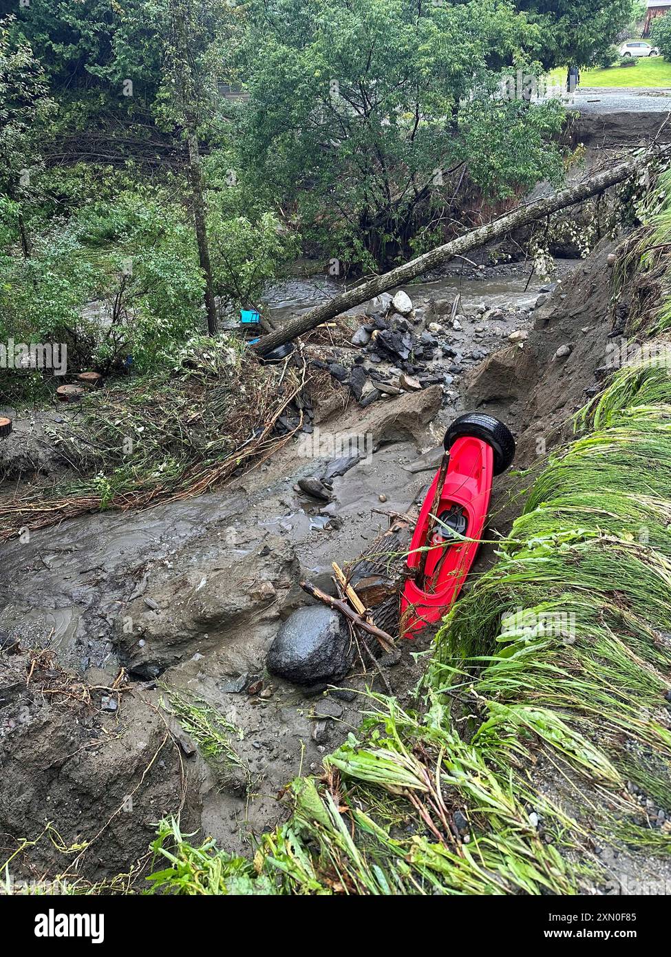 Damage from flash floods is seen on Tuesday, July 30, 2024, in St ...