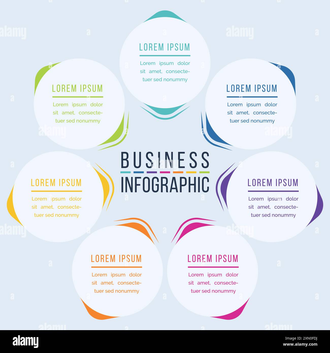 Business Infographic design 7 Steps, objects, elements or options ...