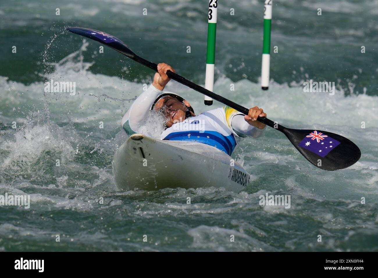 Timothy Anderson of Australia competes in the men's kayak single heats ...