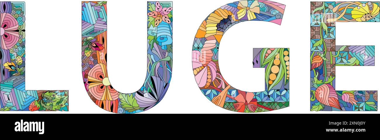 Word LUGE. Vector decorative zentangle object for decoration Stock ...
